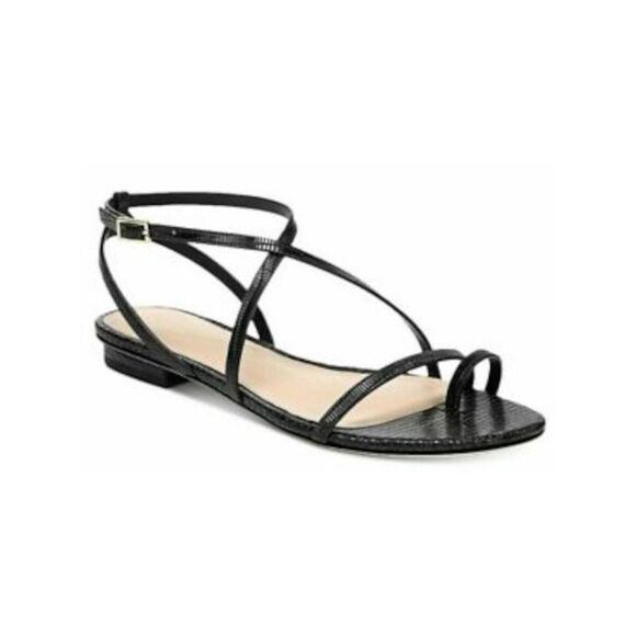 Via Spiga | Shoes | Via Spiga Womens Black Croc Calandre Round Toe Leather Slingback Sandal 65 M ...